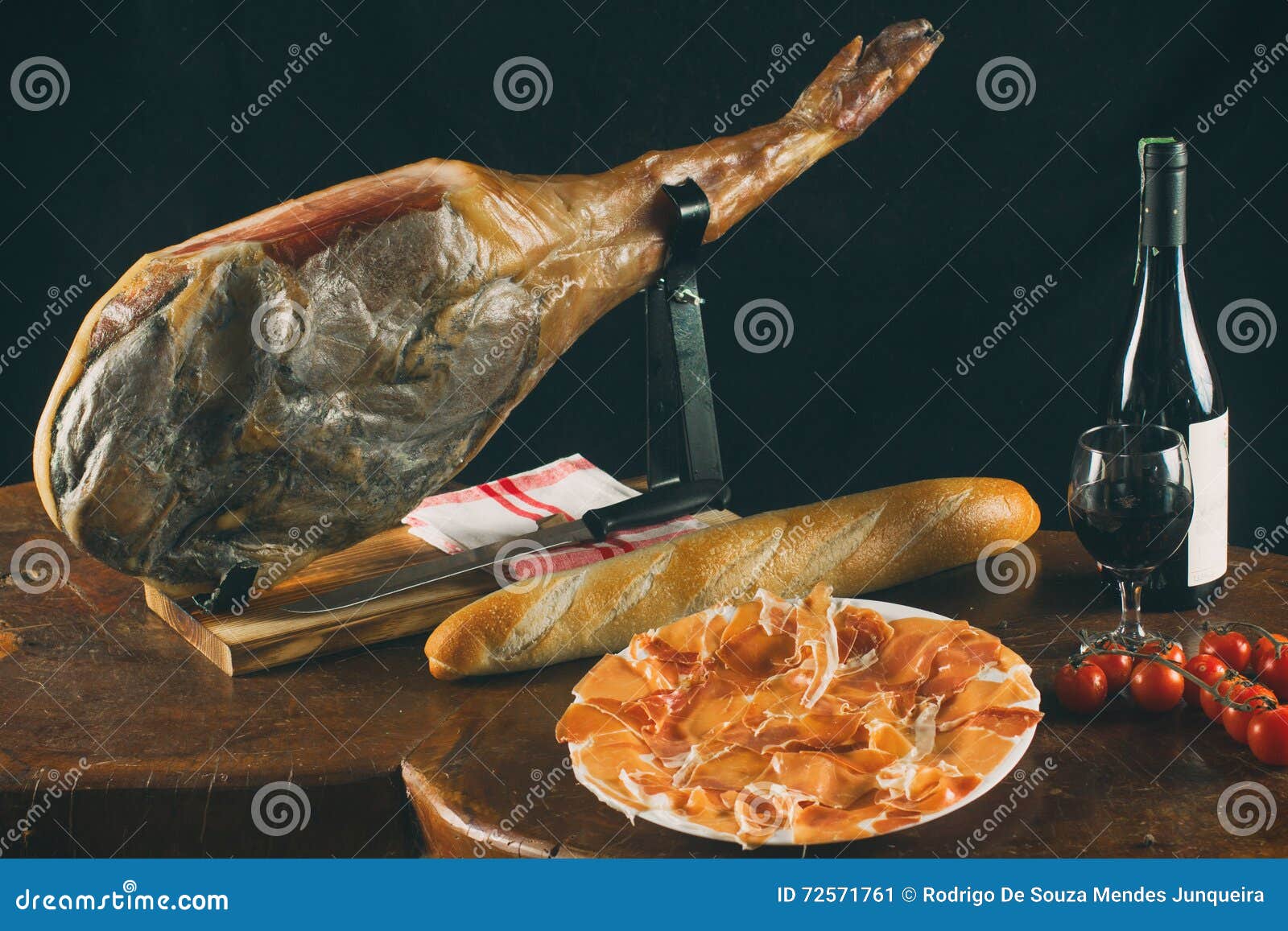Spanish Jamon Serrano. stock image. Image of wine, food - 72571761