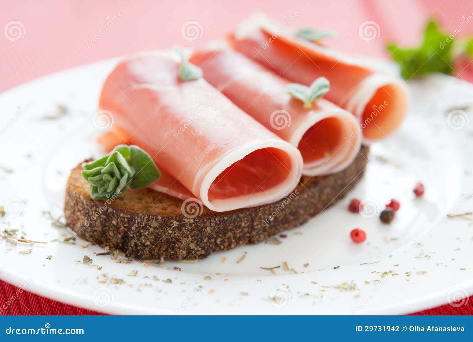 Spanish Jamon Slices on White Dish Stock Photo - Image of fast, jamon ...
