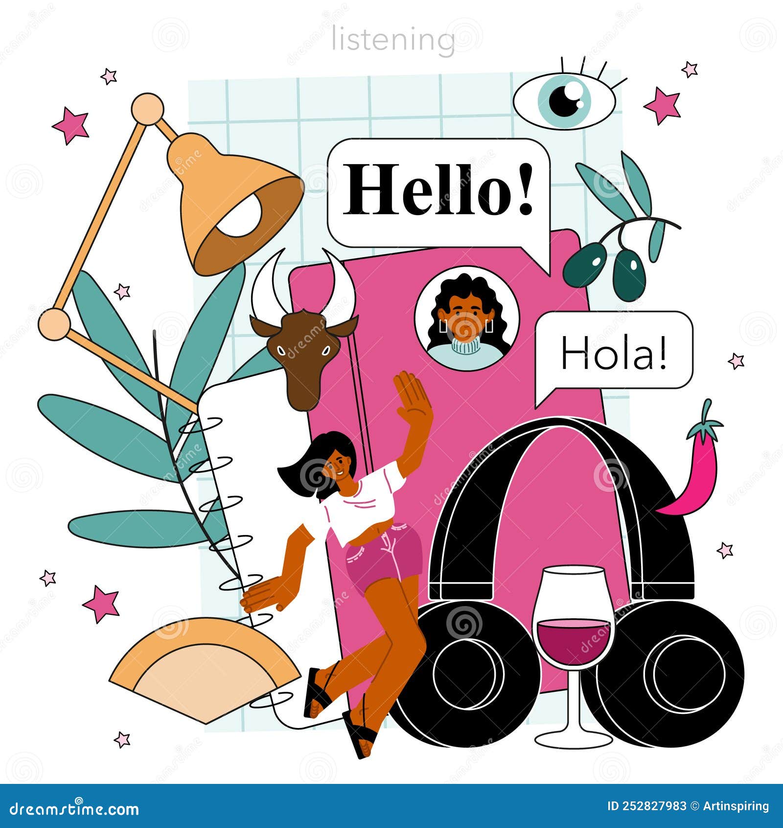 Spanish Language Concept. Language School Spanish Listening, Reading ...