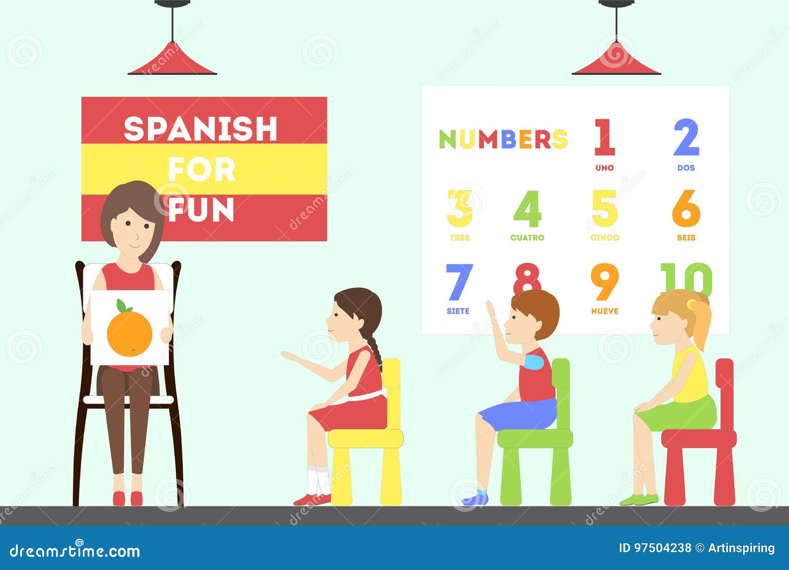 Spanish language course. stock vector. Illustration of lifestyle - 97504238