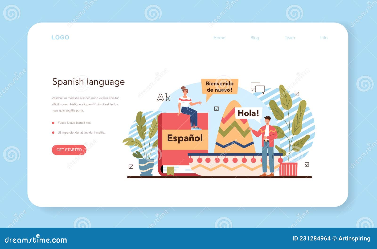 Spanish Learning Concept. Language School Spanish Course Stock Vector ...