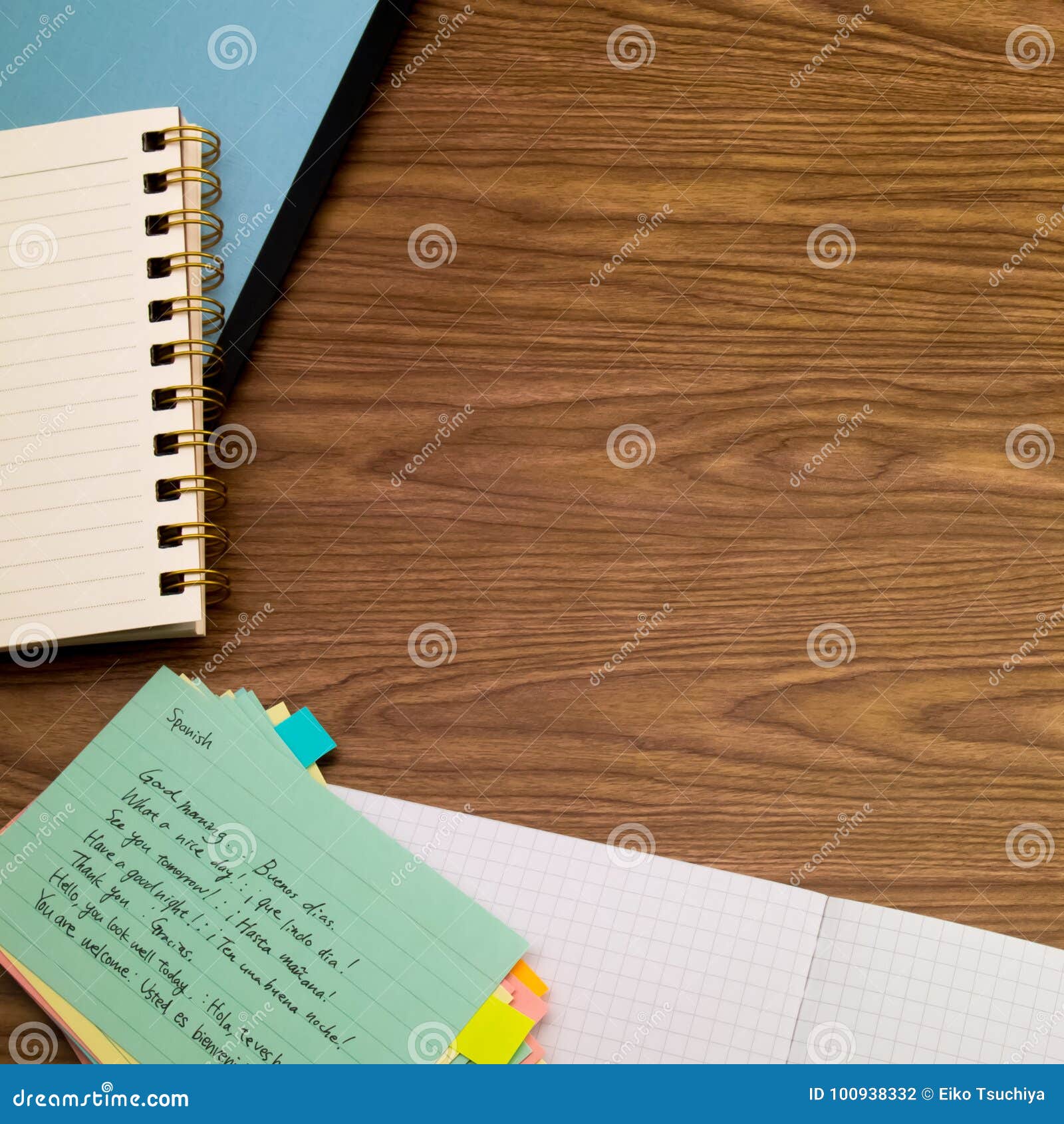 Spanish; Learning New Language Writing Words on the Notebook Stock ...