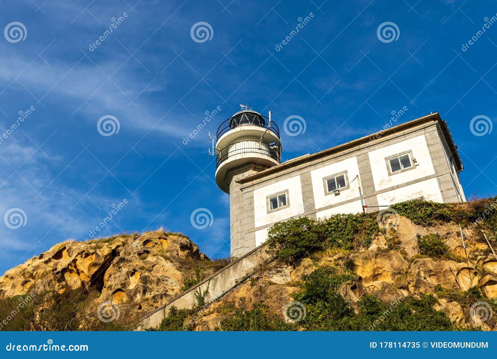 Spanish Lighthouse from Below in Sunlight Stock Image - Image of ...