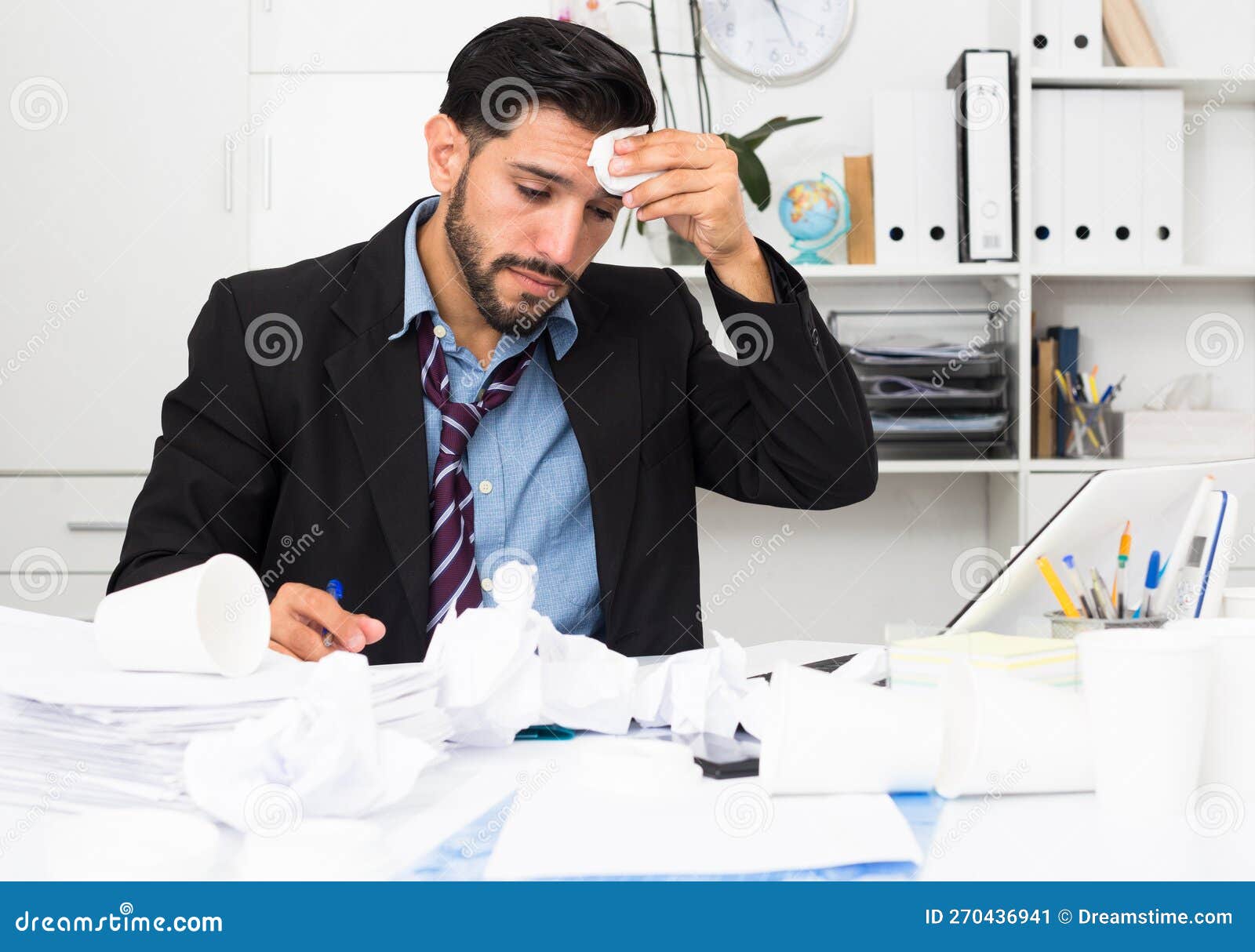 Spanish Male Worker is Having Complicated Issue with Project Stock ...