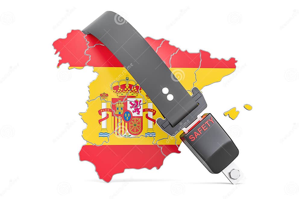 Spanish Map with Safety Belt. Security and Protect or Insurance Stock ...