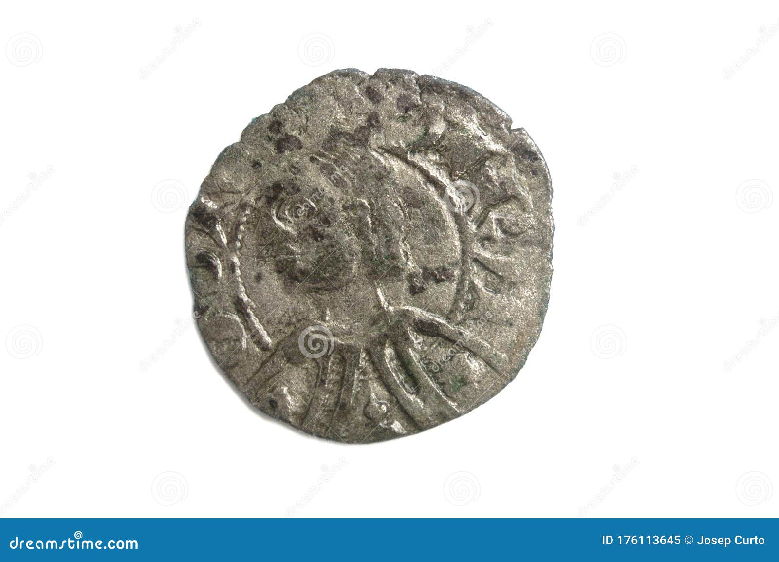 A Spanish Medieval Coin, King Pedro IV, Dinero Stock Image - Image of ...