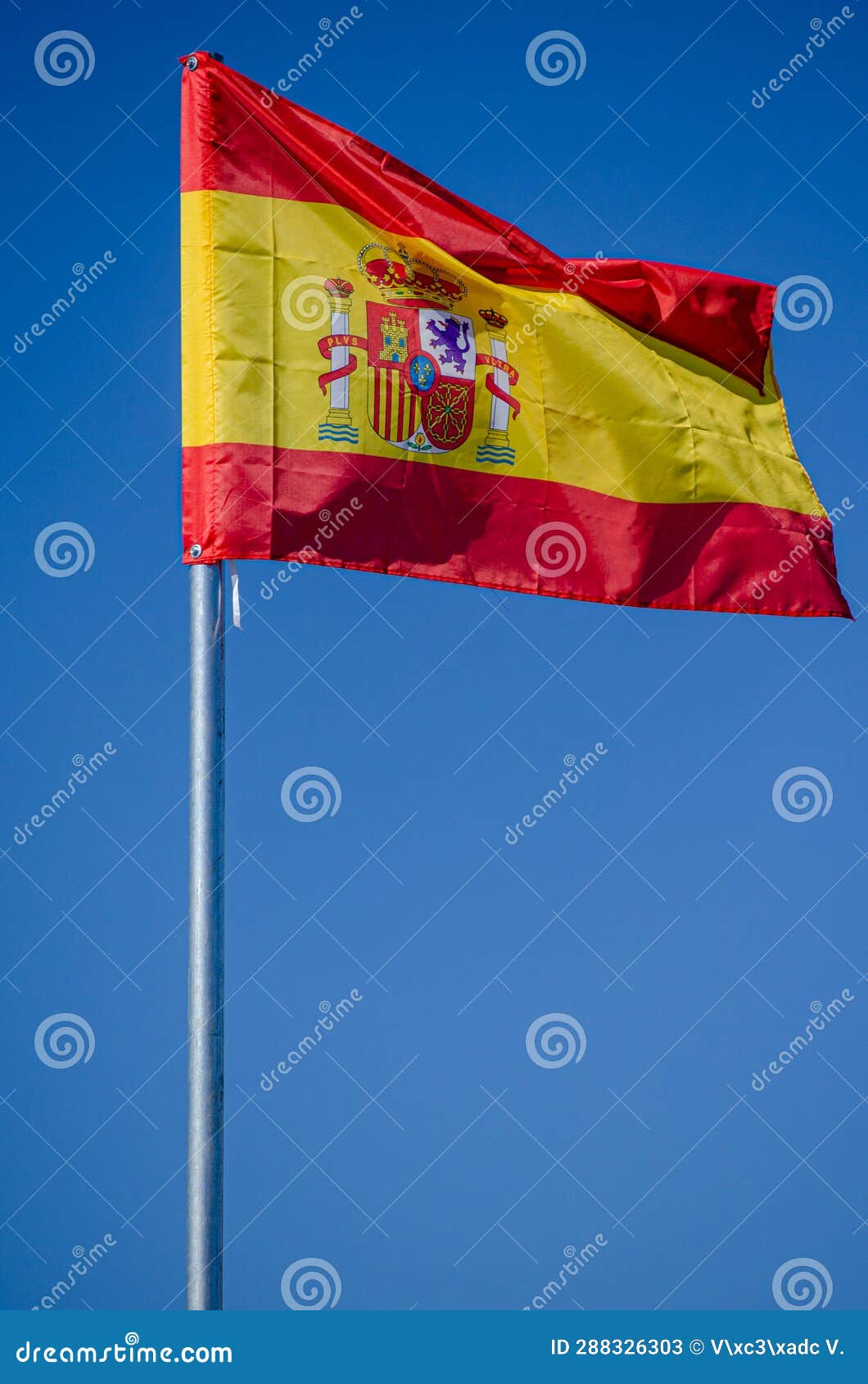 Spanish National Flag Waving Stock Image - Image of cloud, signs: 288326303