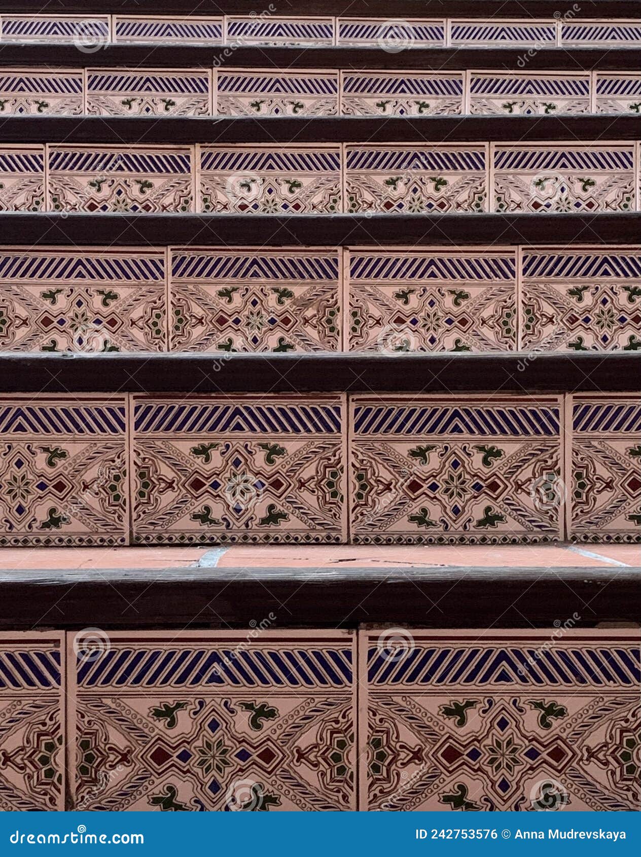 Spanish Ornamental Pattern in Brick Color Perspective Stock Photo ...