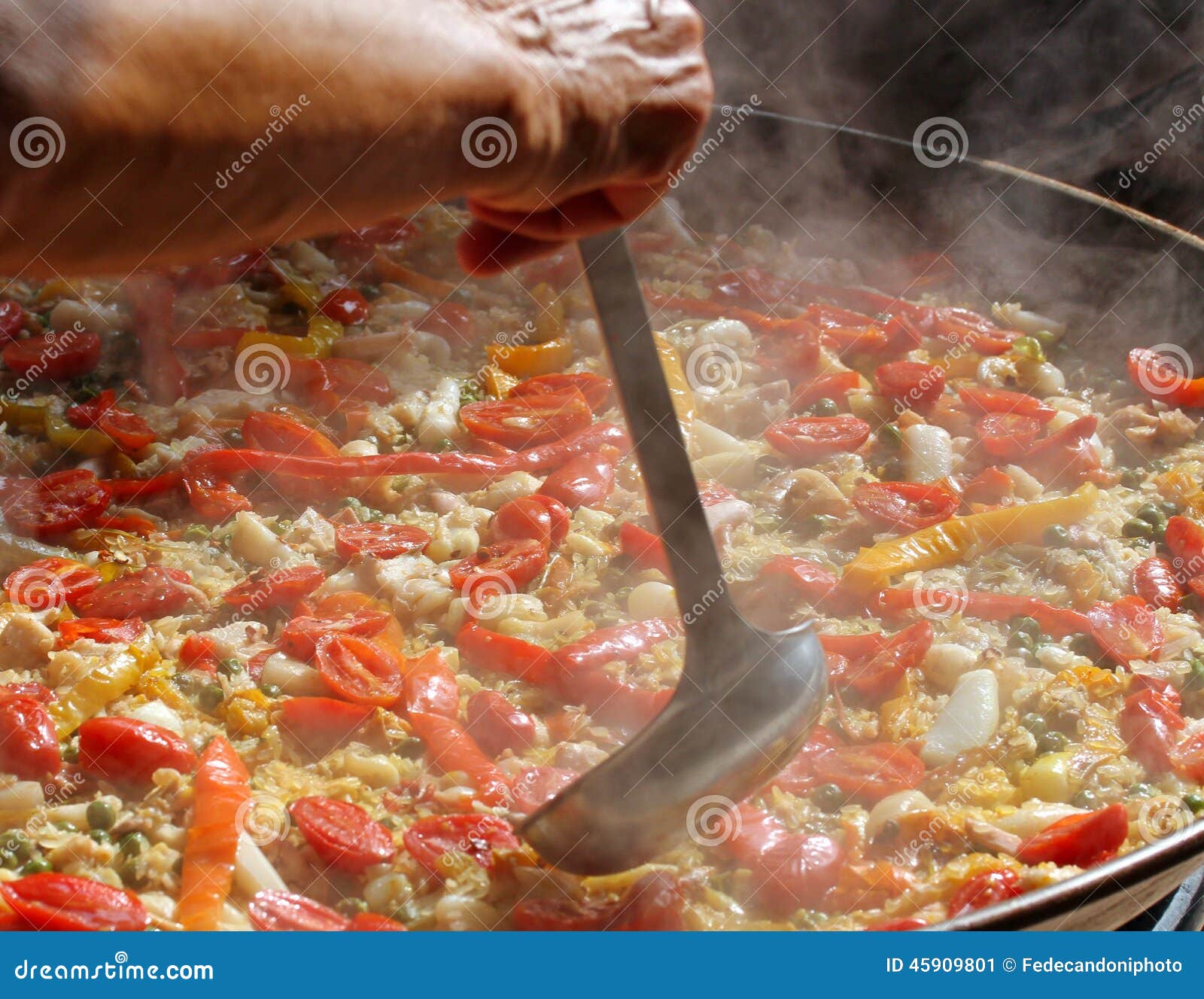 Spanish Paella with Chef S Spoon Stock Image - Image of valencia ...