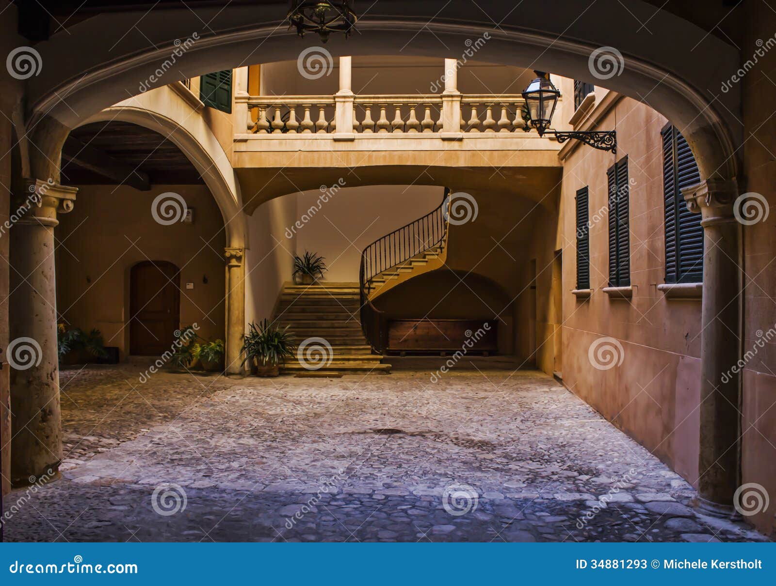 Spanish Patio stock image. Image of antique, flowers - 34881293