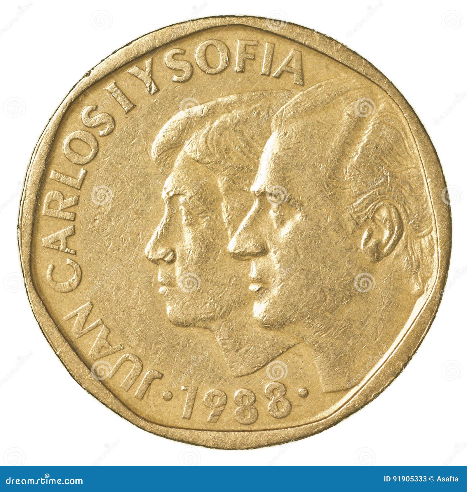 200 Spanish Pesetas Coin Isolated On White Background Depicting Stock ...