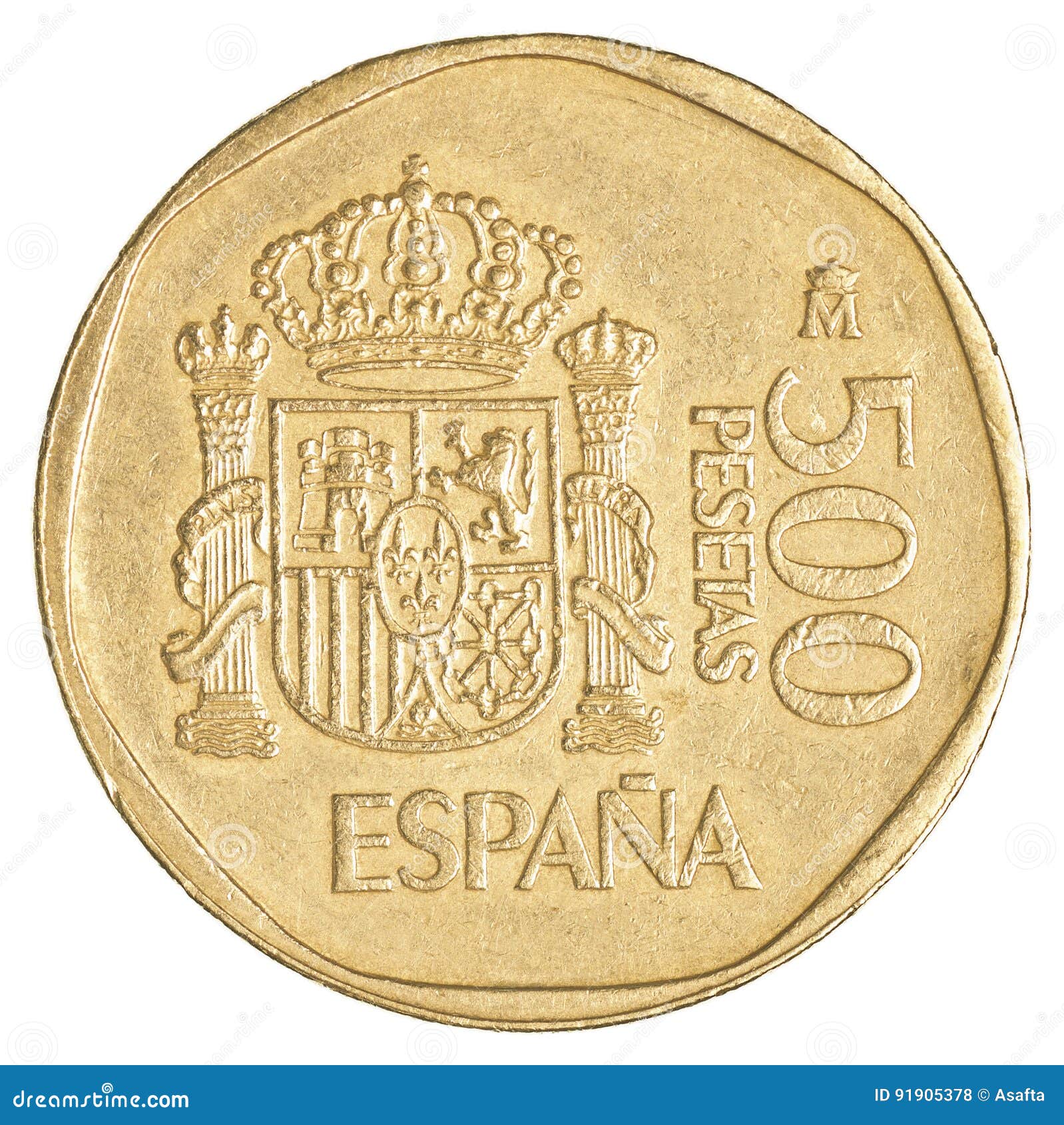 200 Spanish Pesetas Coin Isolated On White Background Depicting Stock ...