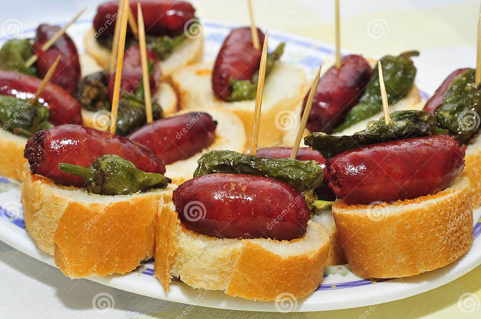 Spanish pinchos stock photo. Image of restaurant, chorizo - 26578596