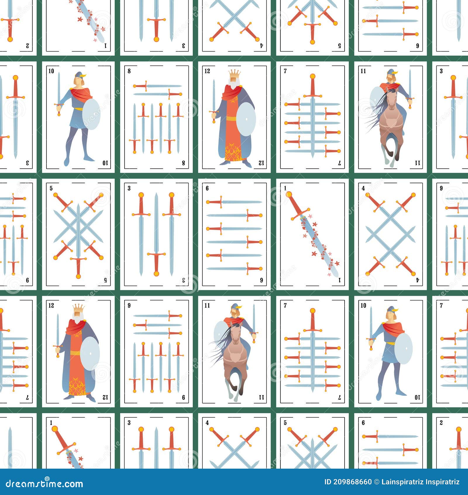 Creator Deck Of Spanish Playing Cards. Golds. Symbols And Characters Of ...