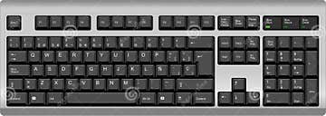 Spanish Qwerty SP Layout Keyboard. Silver Black Stock Vector ...