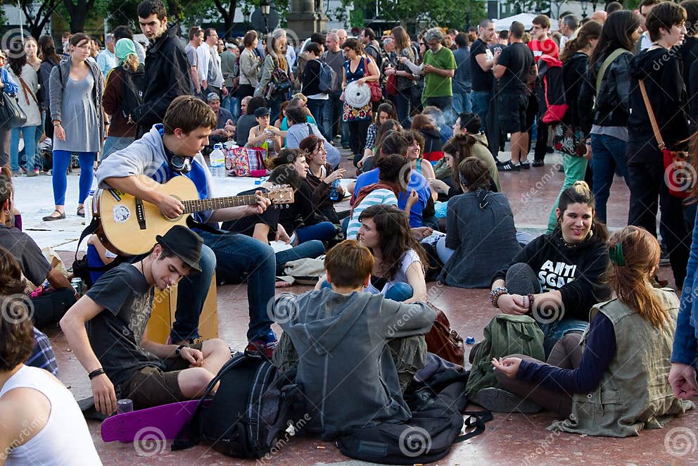 Spanish Revolution 15M editorial stock photo. Image of hippies - 19575448