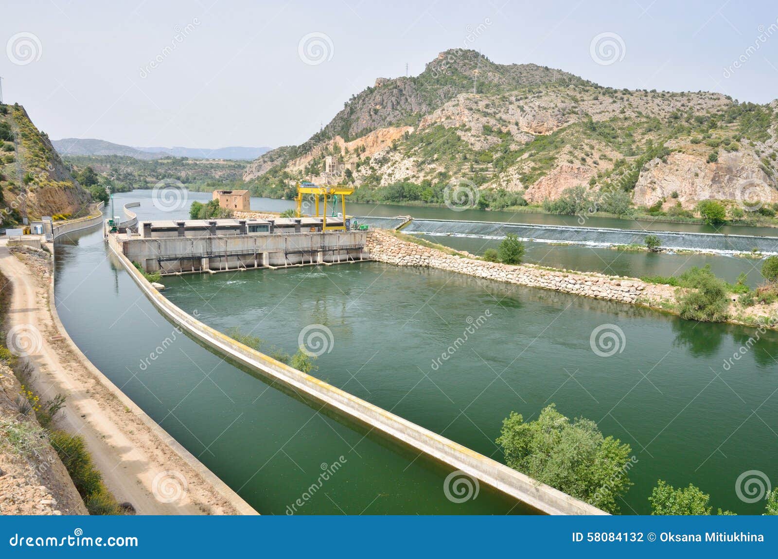 Spanish River Ebro with Hydrological Constructions Stock Photo - Image ...