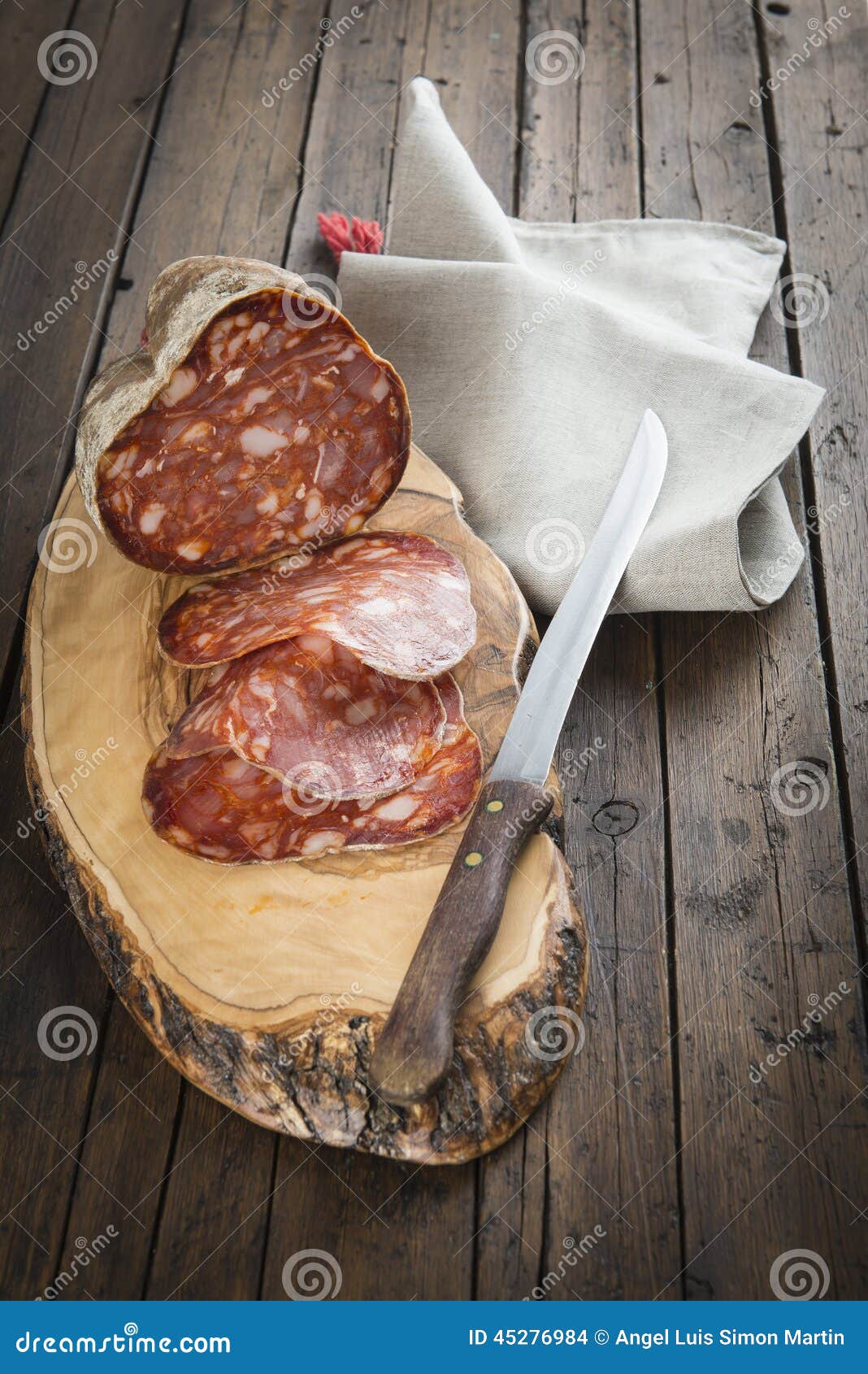 Spanish Sausage Called Morcon on a Cutting Board Stock Photo - Image of ...
