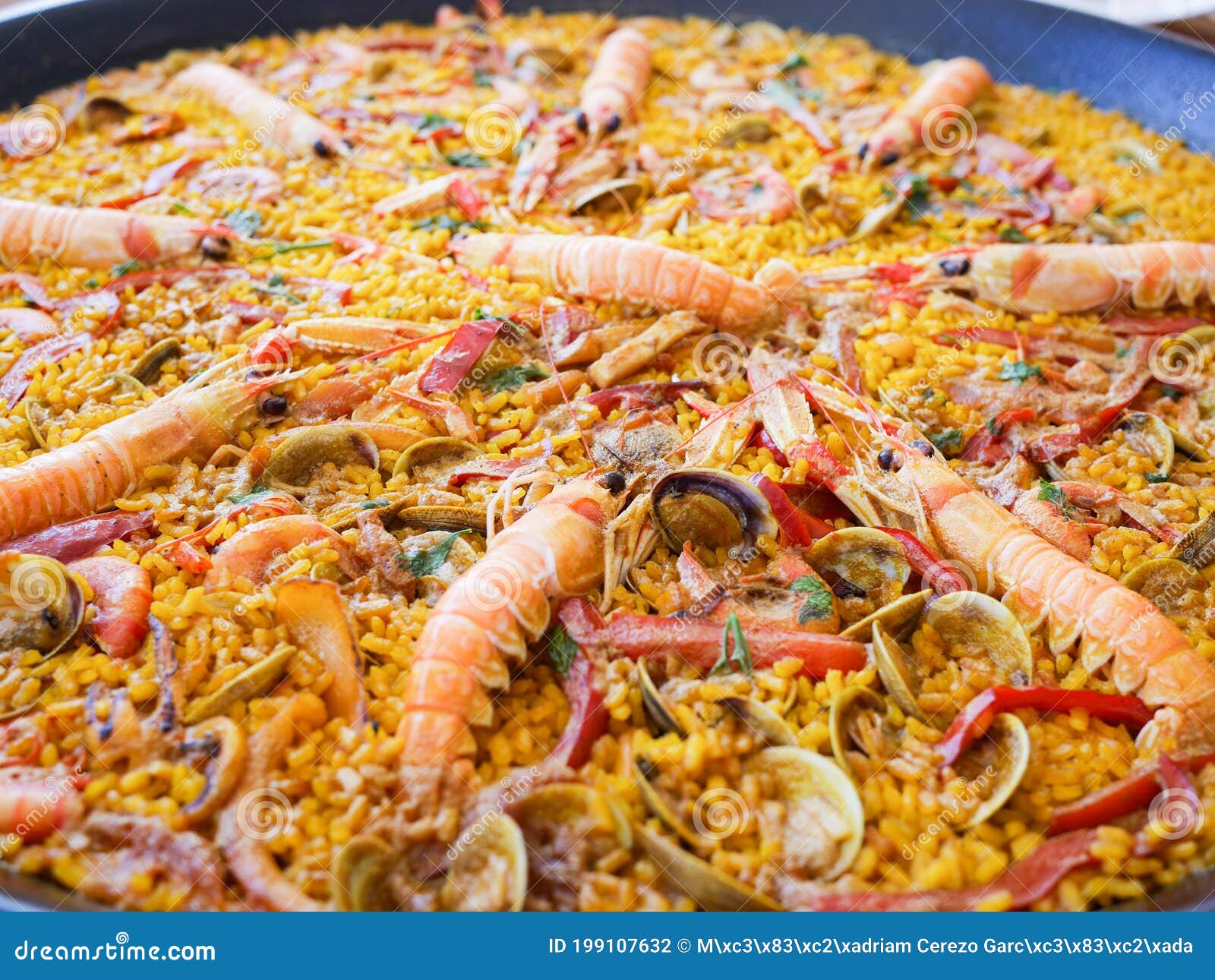 Spanish seafood paella stock photo. Image of healthy - 199107632