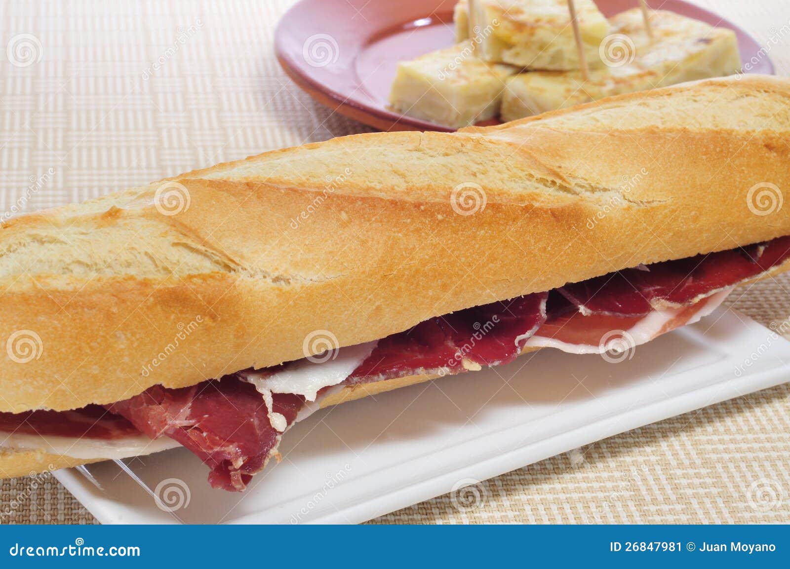 Spanish Serrano Ham Sandwich Stock Image - Image of lunch, pork: 26847981