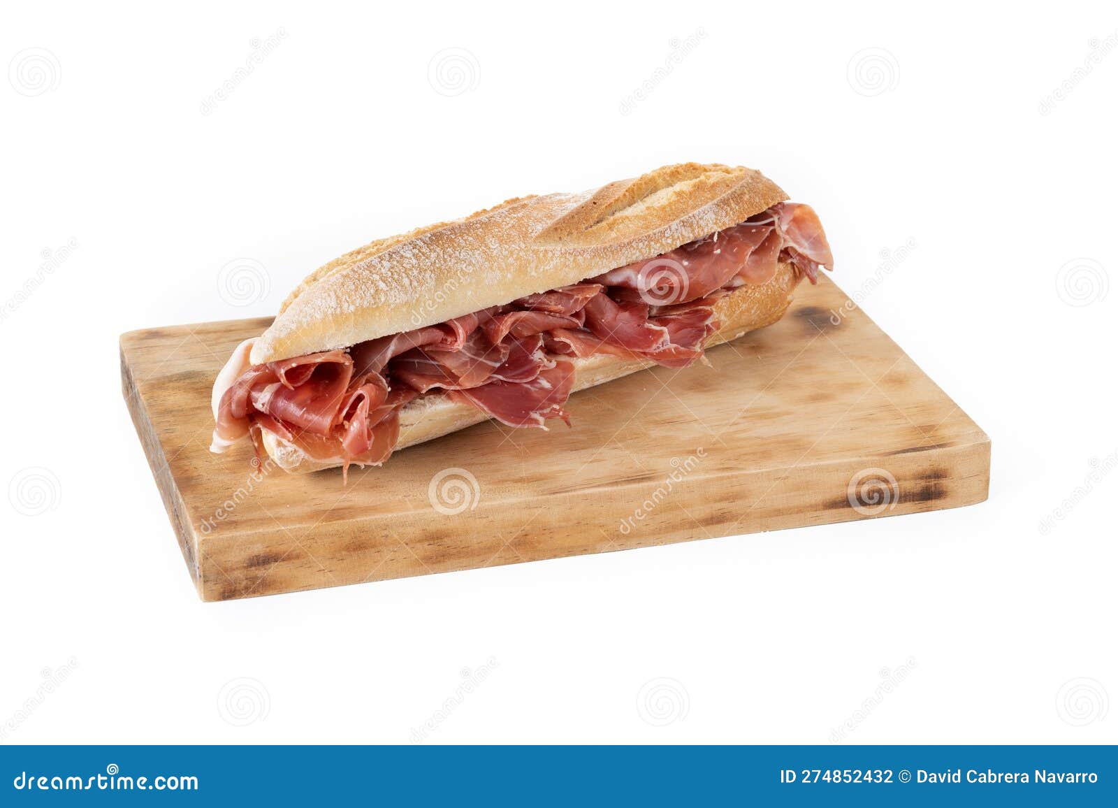 Spanish Serrano Ham Sandwich Isolated on White Background Stock Photo ...