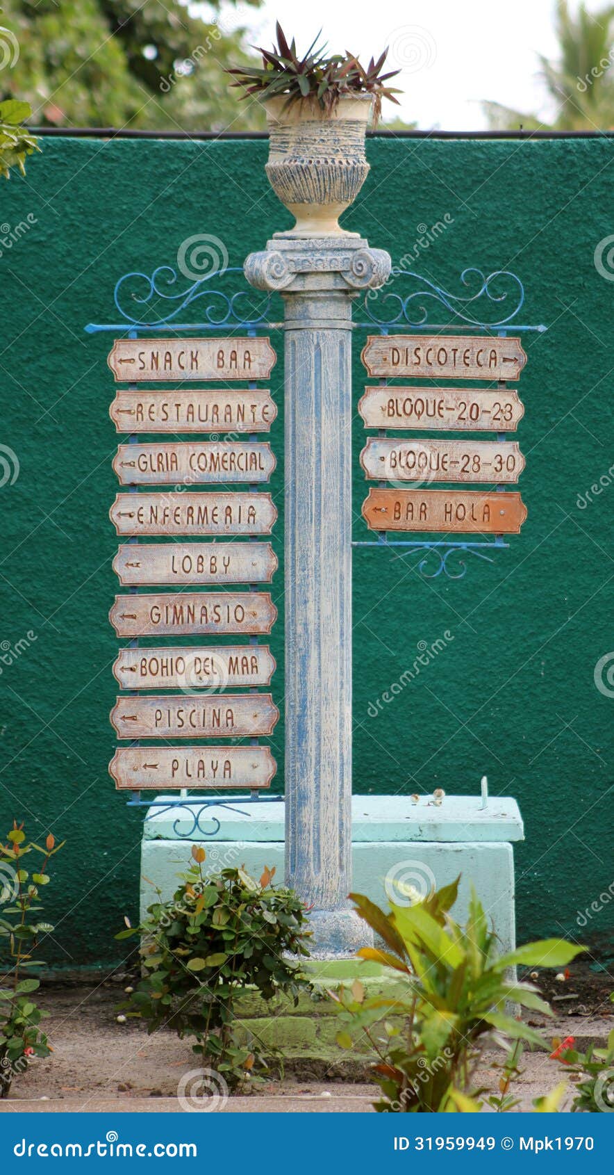 Spanish Sign Post at a Cuban Resort Stock Image - Image of arrows ...