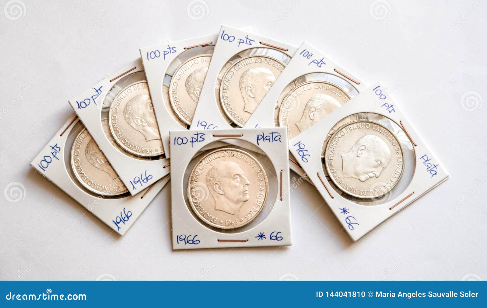 Spanish silver coins stock photo. Image of curve, currency - 144041810