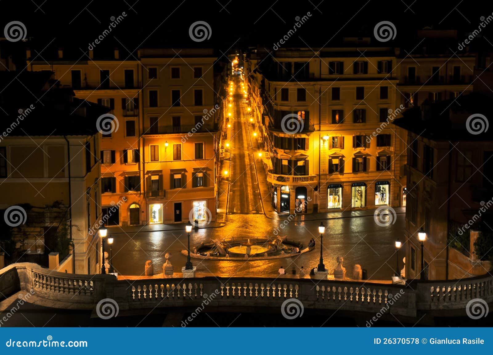 Spanish Square in Rome by Night Stock Photo - Image of piazza, place ...