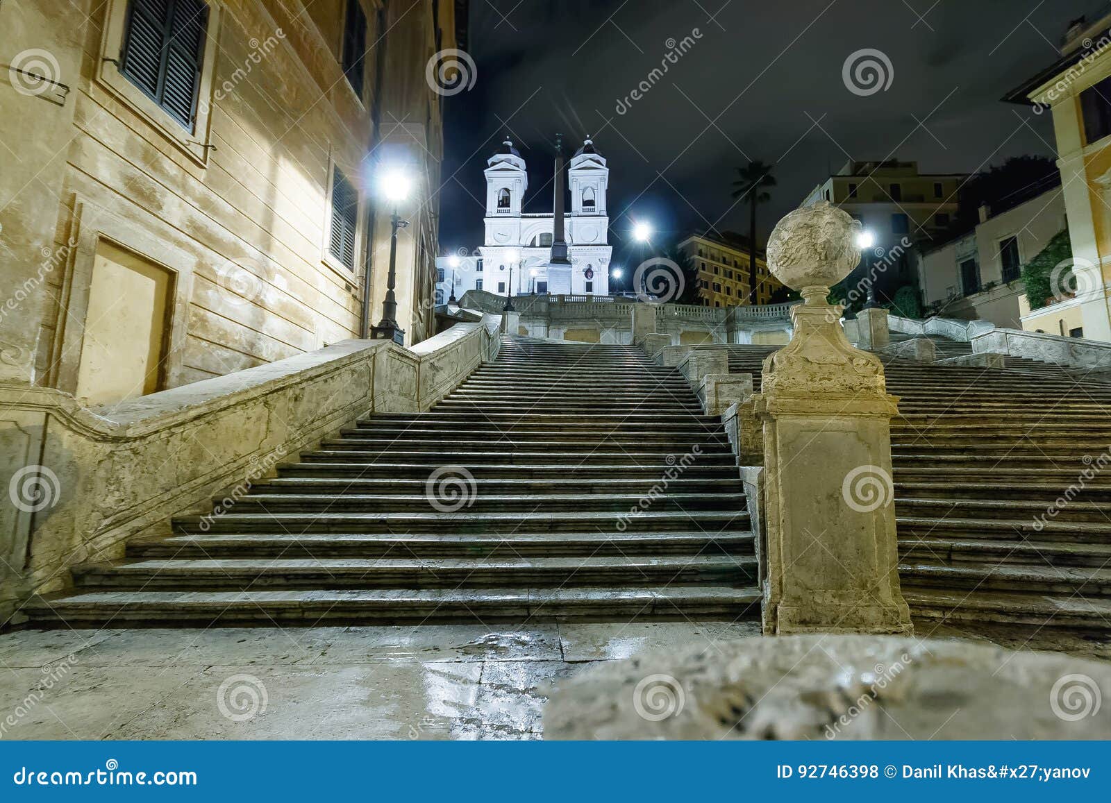 The Spanish Steps at the Night Stock Photo - Image of landmark, italy ...