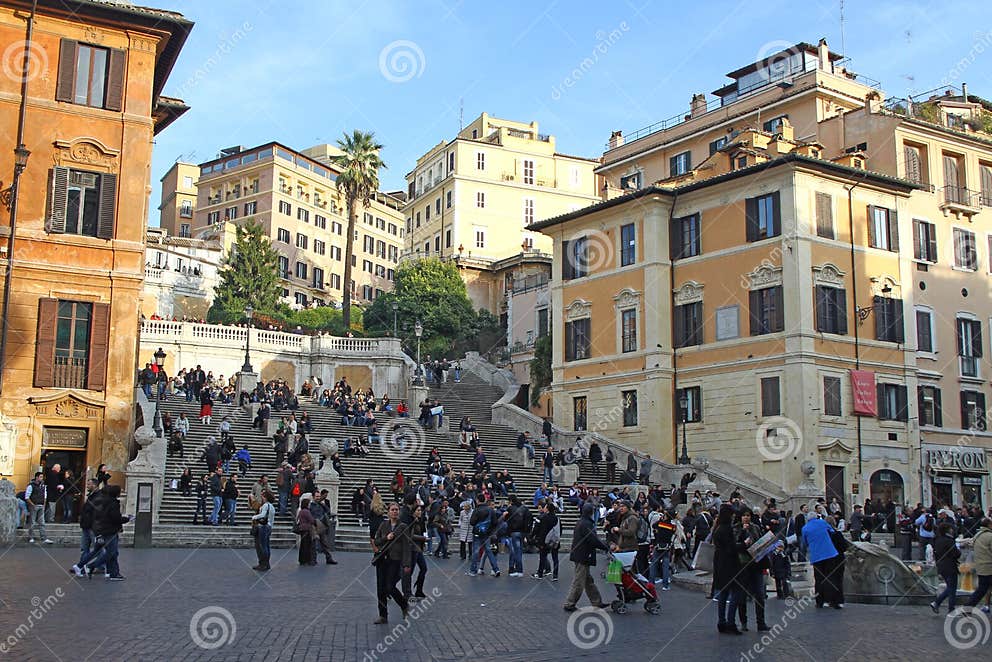 The Spanish Steps in Rome editorial photography. Image of pillar - 49144817