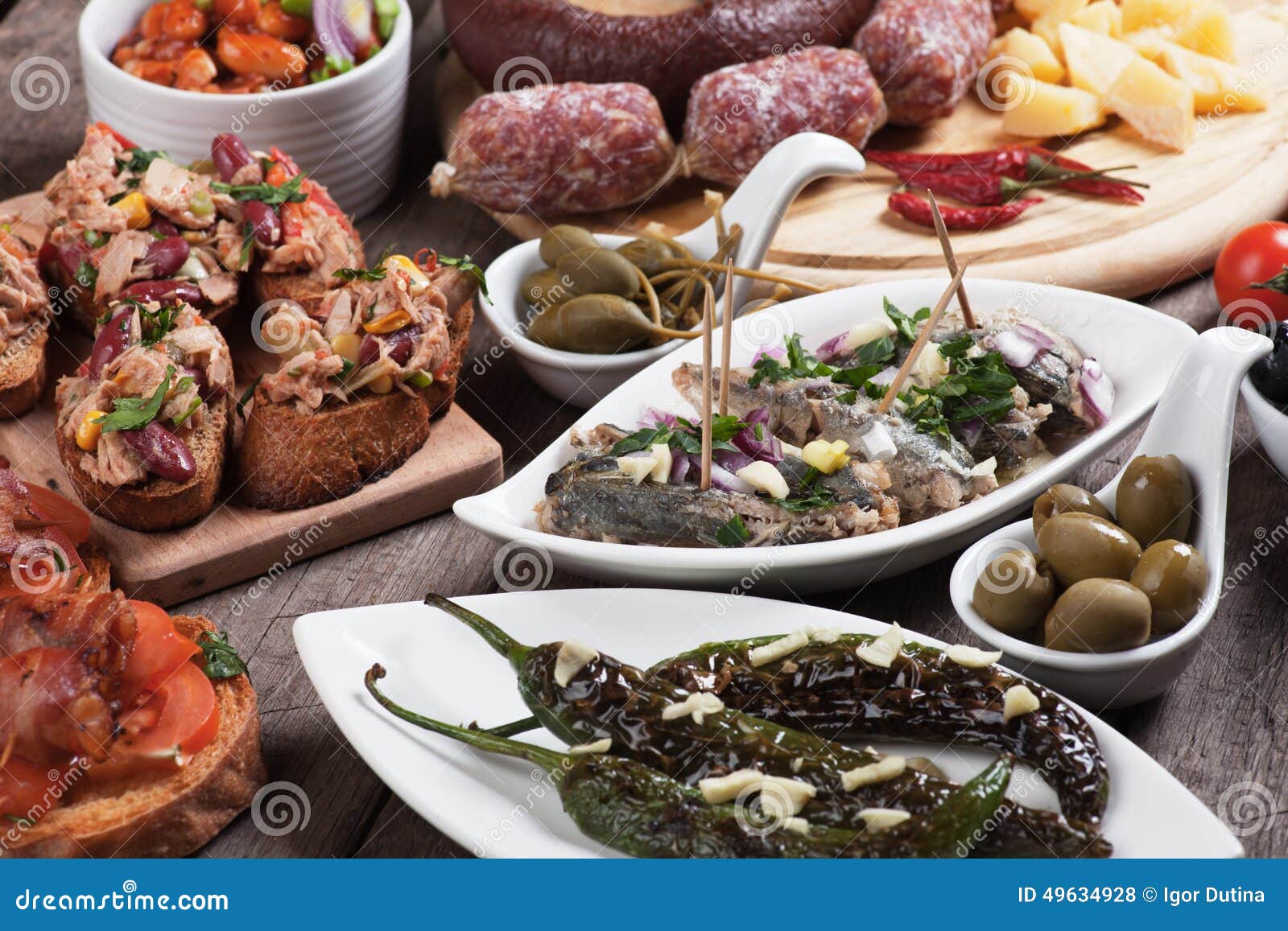 Spanish tapas stock photo. Image of fillet, party, olive - 49634928