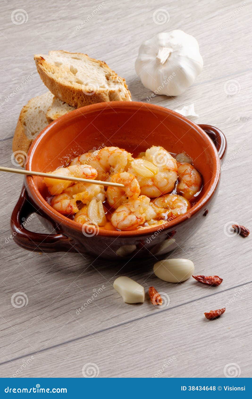 Spanish Tapas Dish, Sizzling Prawns Stock Photo - Image of gastronomy ...