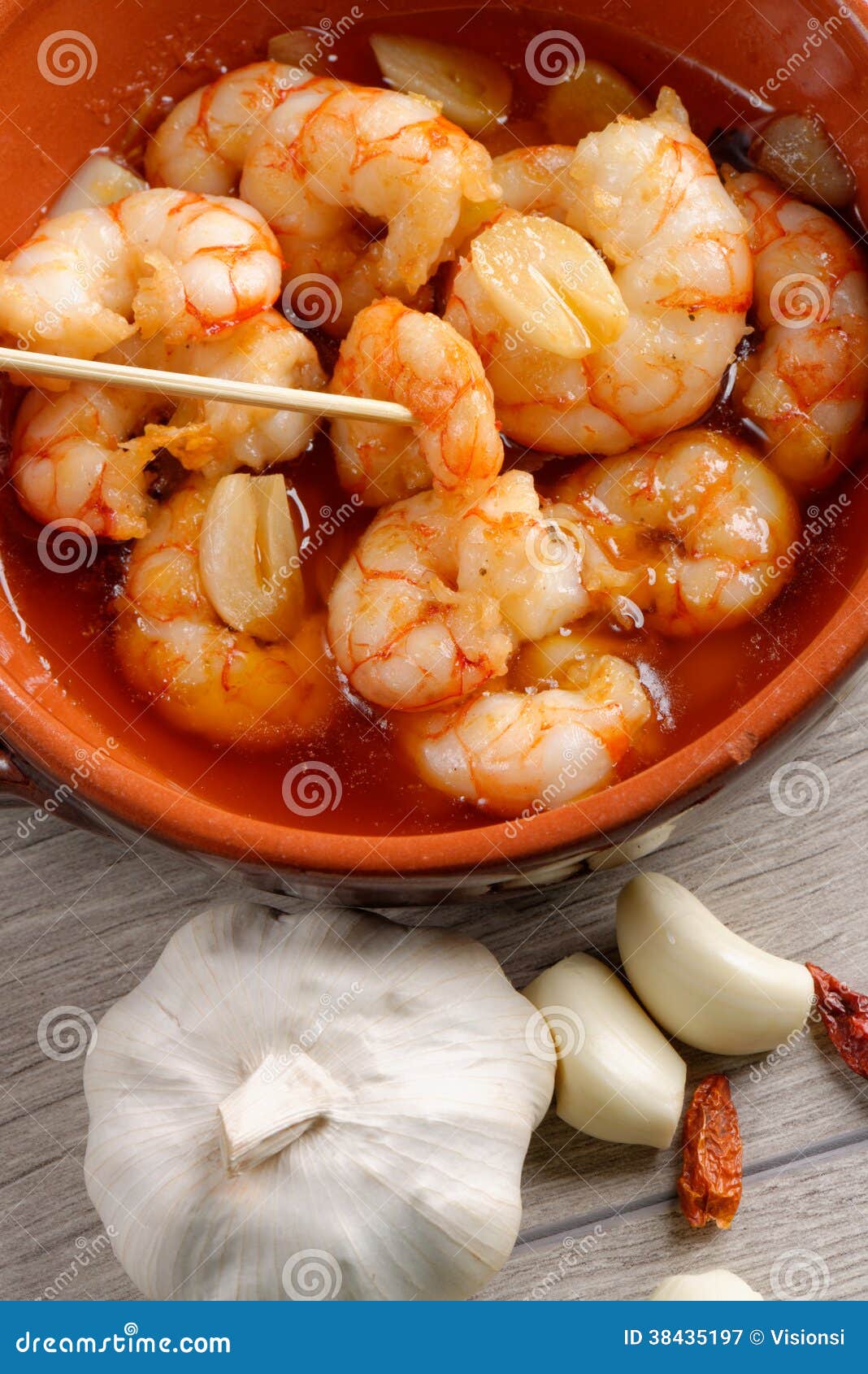 Spanish Tapas Dish, Sizzling Prawns Stock Image - Image of ...