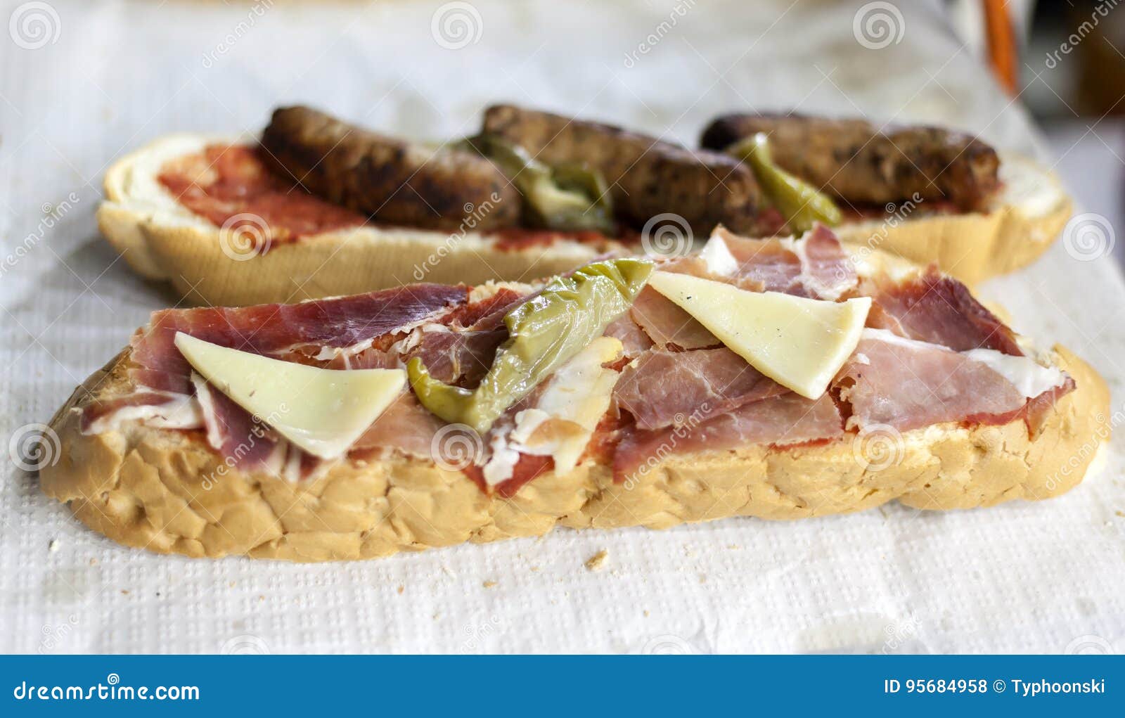 Spanish Tapas with Ham and Cheese Stock Photo - Image of appetizer ...