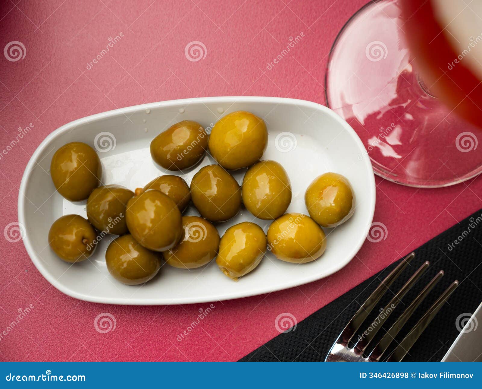 Spanish Tapas from Marinaded Green Olives at Plate Stock Photo - Image of closeup, typical ...