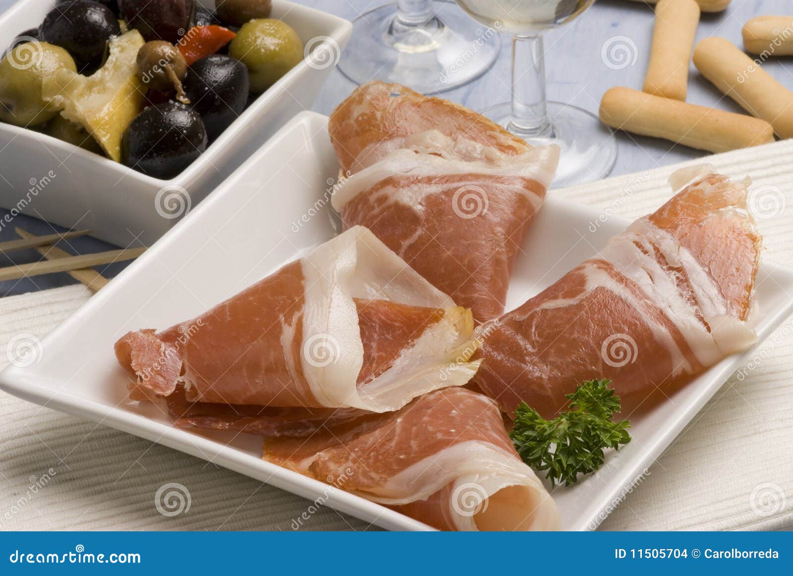 Spanish Tapas. Serrano Ham. Stock Photo - Image of tapas, indoors: 11505704