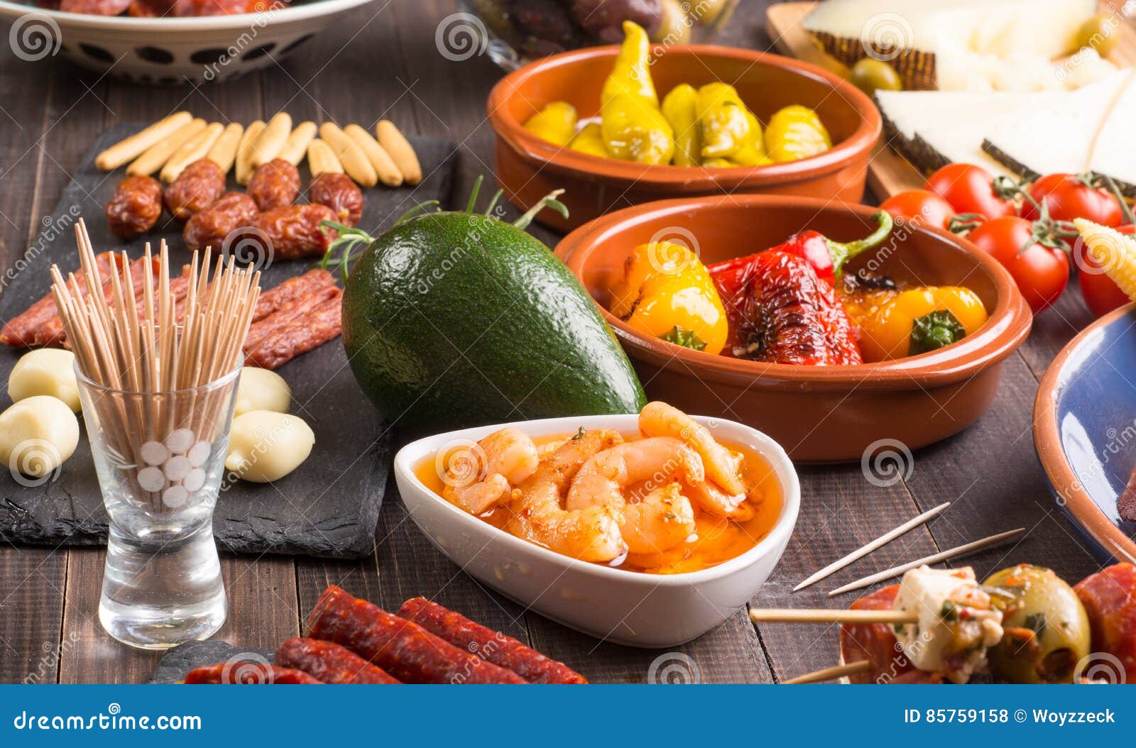 Spanish Tapas Snacks on Table Stock Photo - Image of table, fresh: 85759158