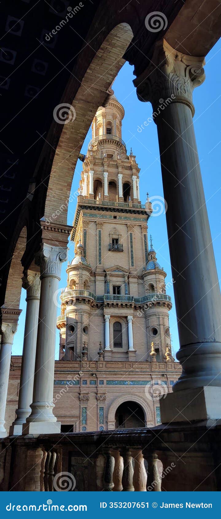 Spanish Tower through an Archway Stock Image - Image of tower, spanish ...