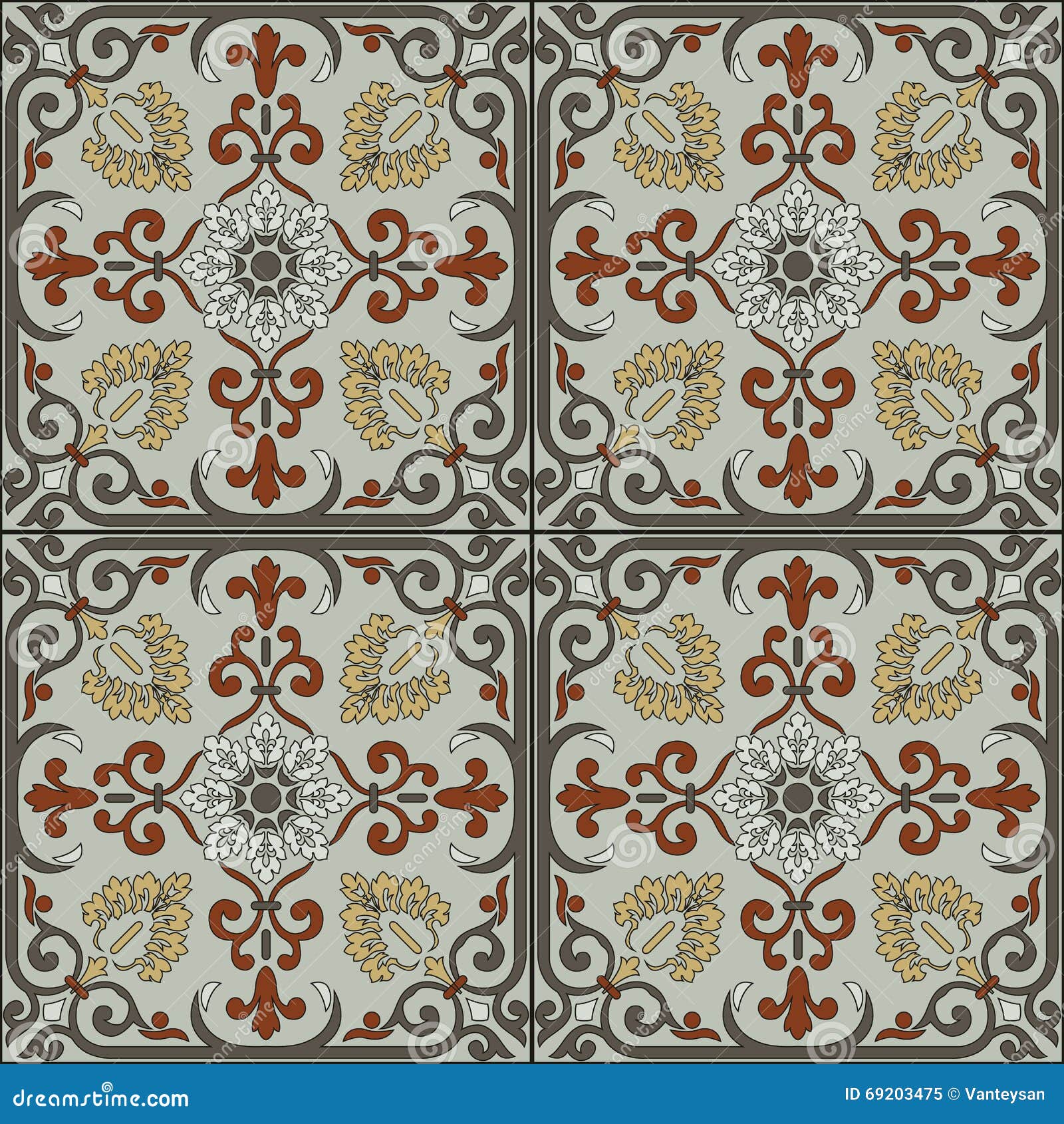 Spanish Traditional Ornament, Mediterranean Seamless Pattern, Tile ...