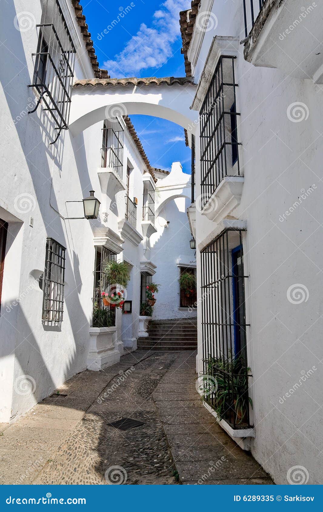 View To a Narrow Street at Spanish Village Art Center in Barcelona ...
