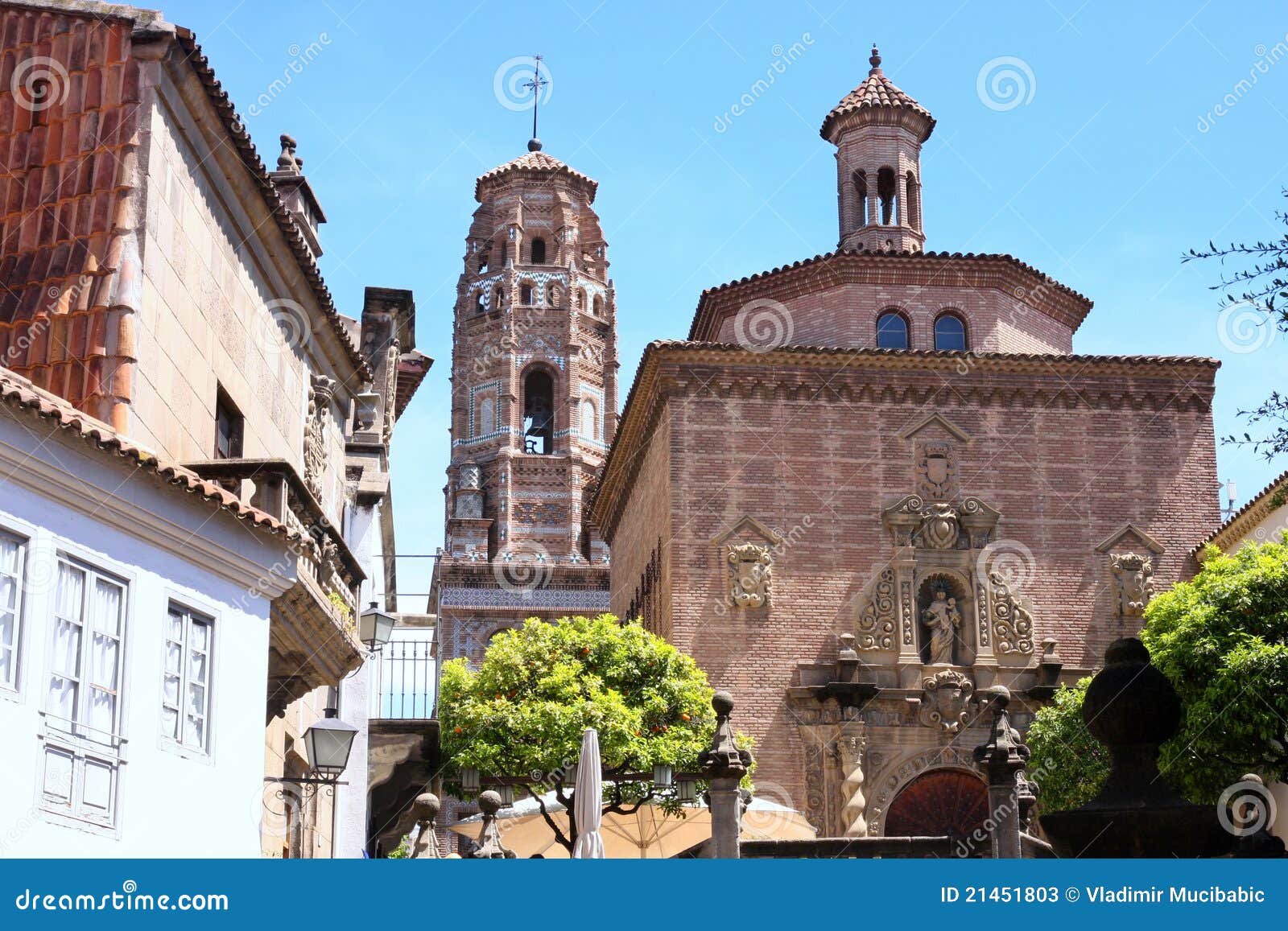 Spanish Village in Barcelona, Spain Stock Image - Image of bell ...