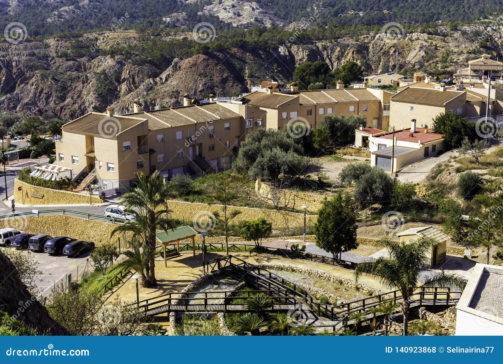 Spanish Village with Houses, Parking and Area for Rest and Walks at the ...