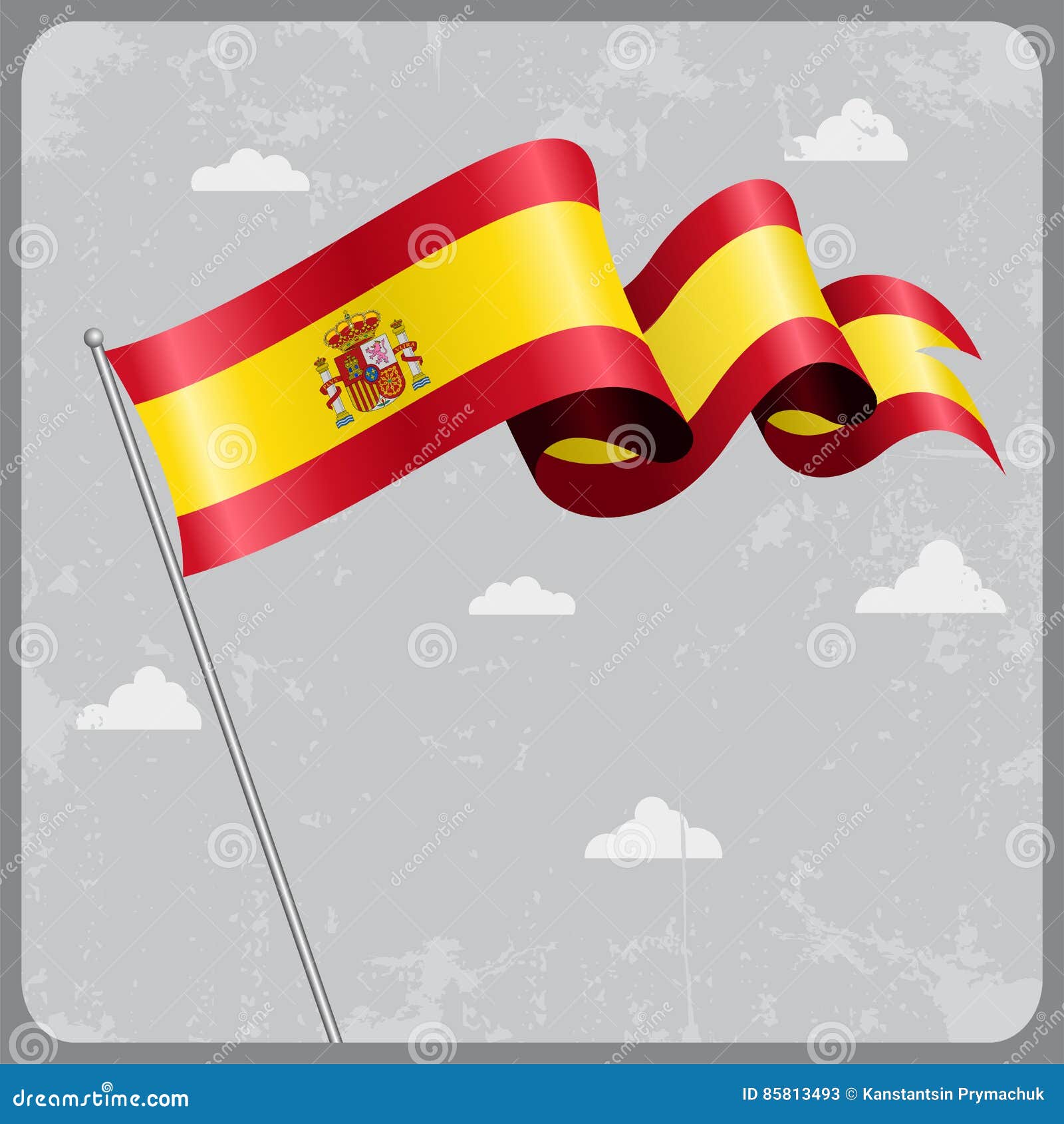 Spanish Wavy Flag. Vector Illustration. Stock Vector - Illustration of ...