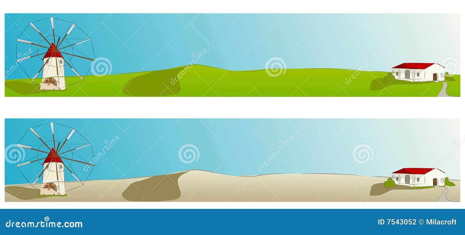 Spanish Windmill - Web Banner Vector Illustration Stock Vector ...