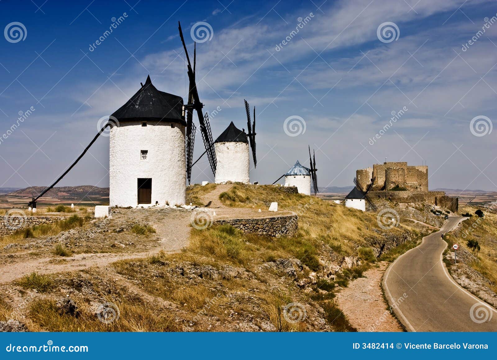 Spanish windmills stock photo. Image of flour, scene, castle - 3482414