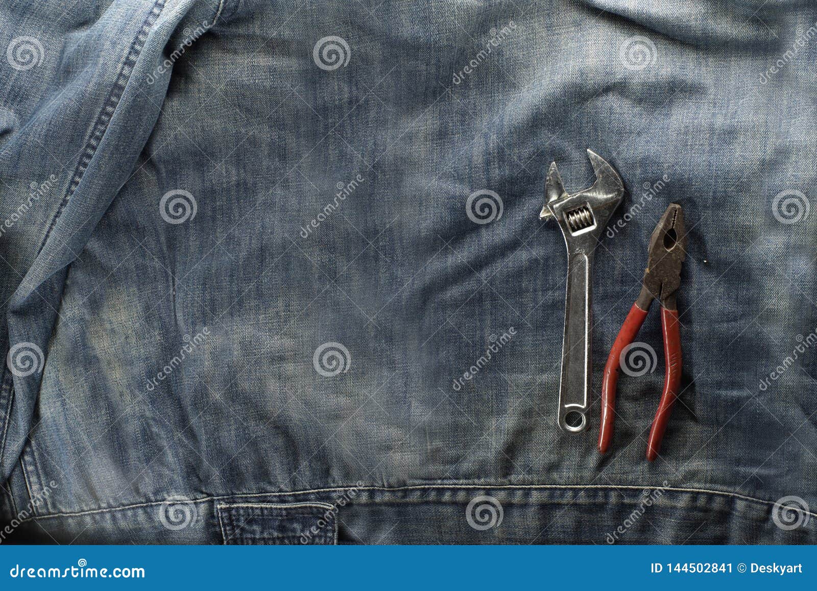 Spanner, Adjustable Wrench, Wire Cutters, Pliers, Isolated on Labor ...