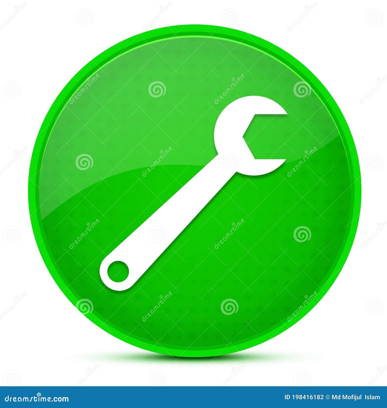 Spanner Aesthetic Glossy Green Round Button Abstract Stock Illustration ...