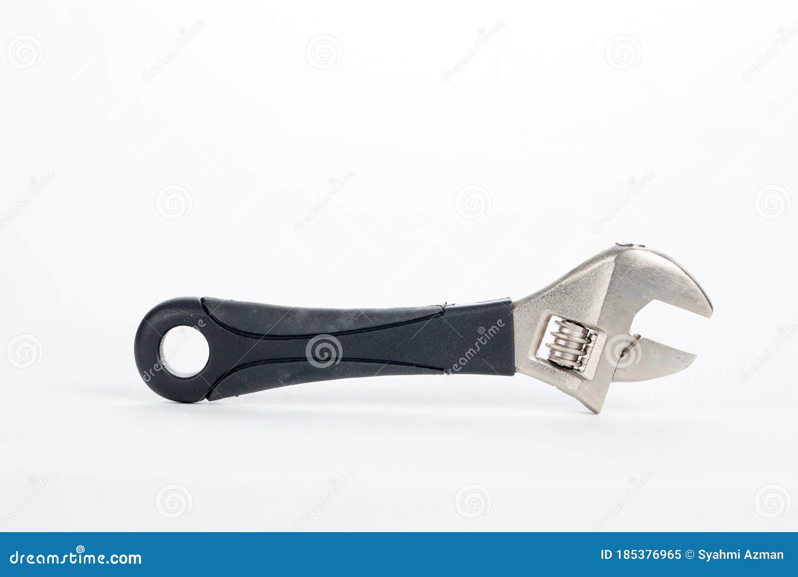 A Spanner with Black Rubber Handle Isolated on White Background Stock ...