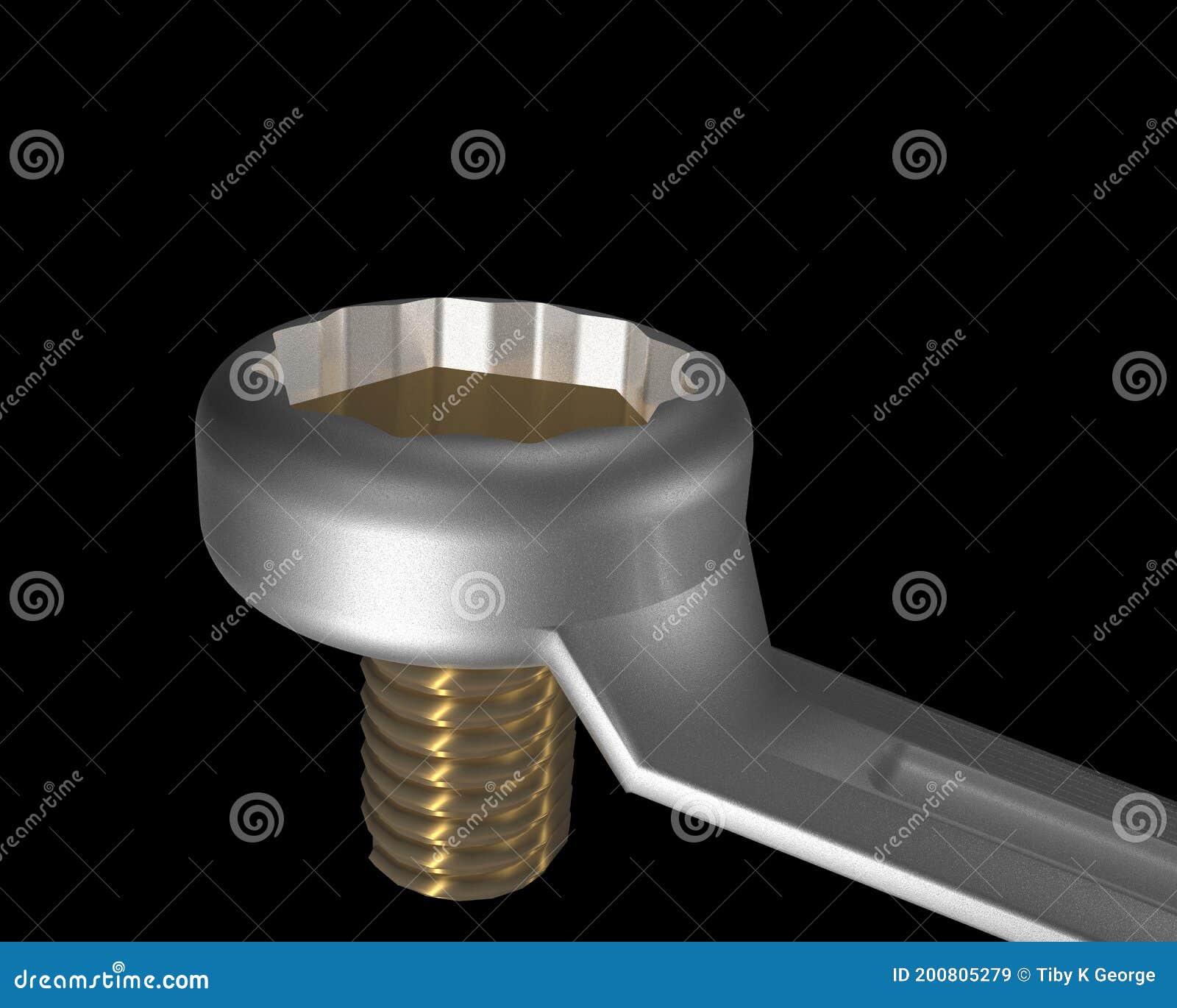 Spanner with a Bolt Ready for Screwing Stock Illustration ...