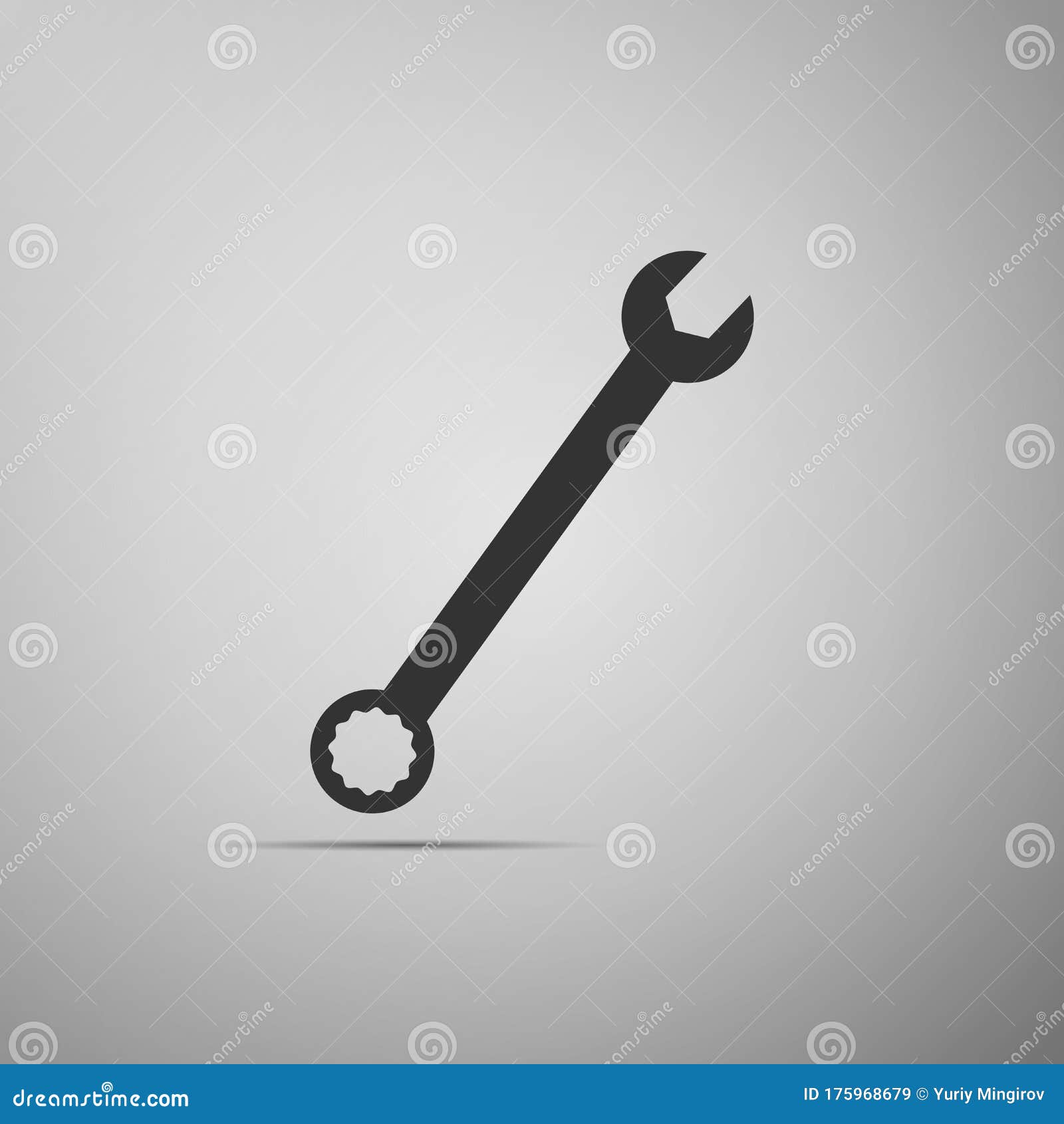 Spanner Flat Icon on Grey Background Stock Vector - Illustration of ...